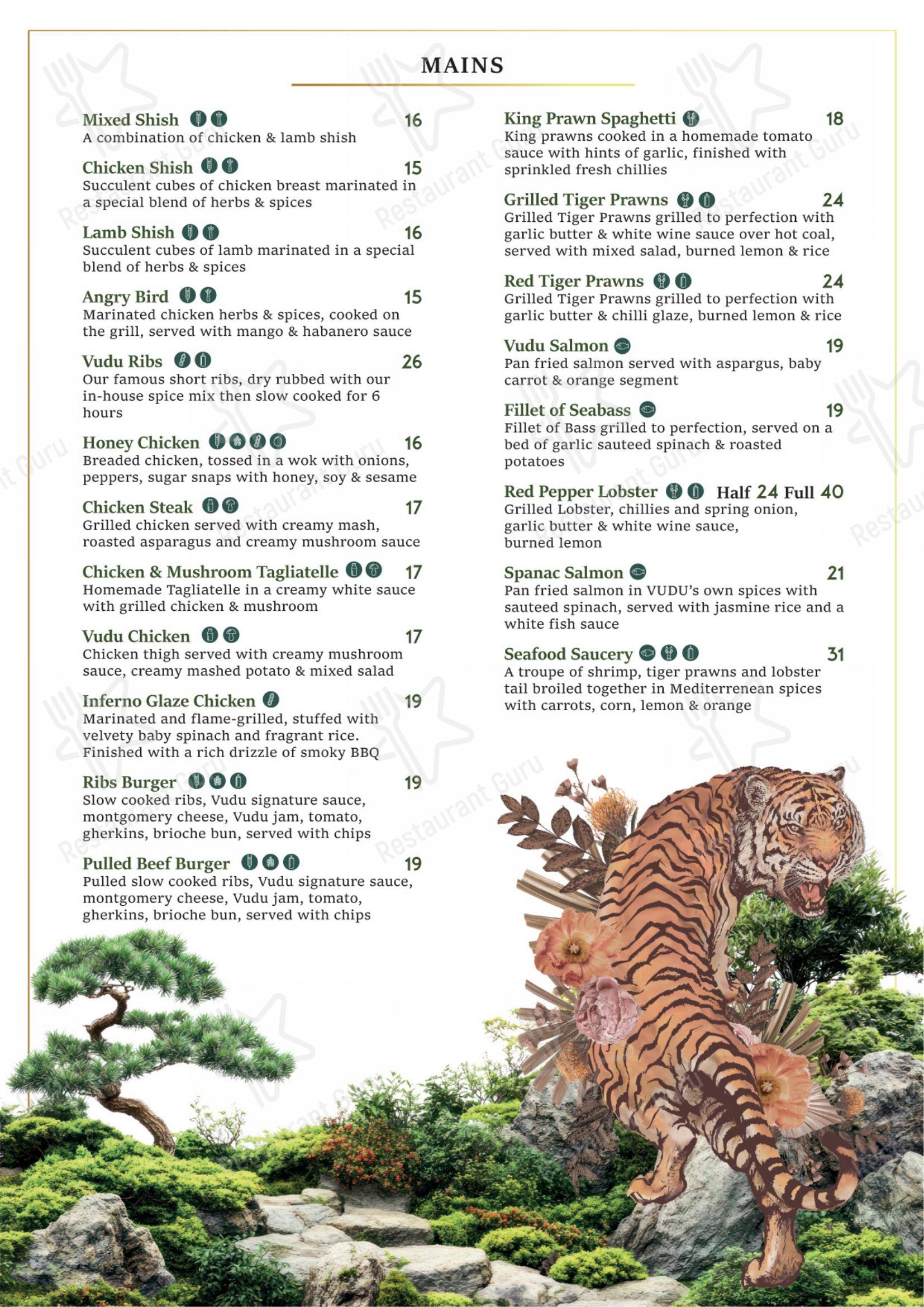 Menu at Vudu Restaurant, Huddersfield
