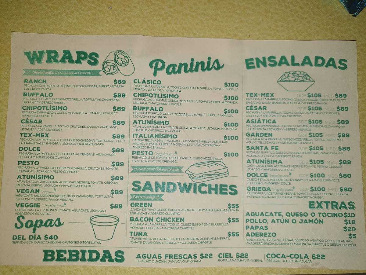 Carta del restaurante WRAPISIMO, Mexicali, Blvd. Benito Juárez