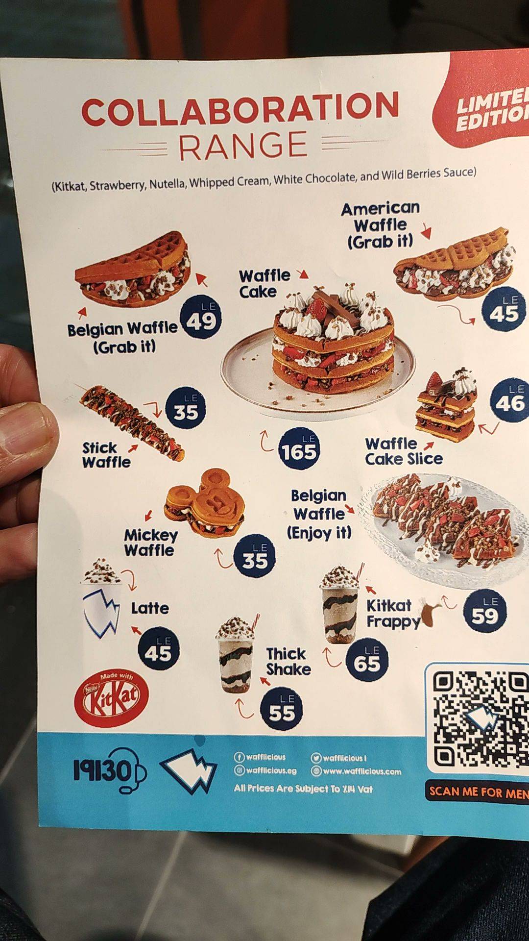 Menu at Wafflicious Sheraton desserts, New Cairo City, Ankara
