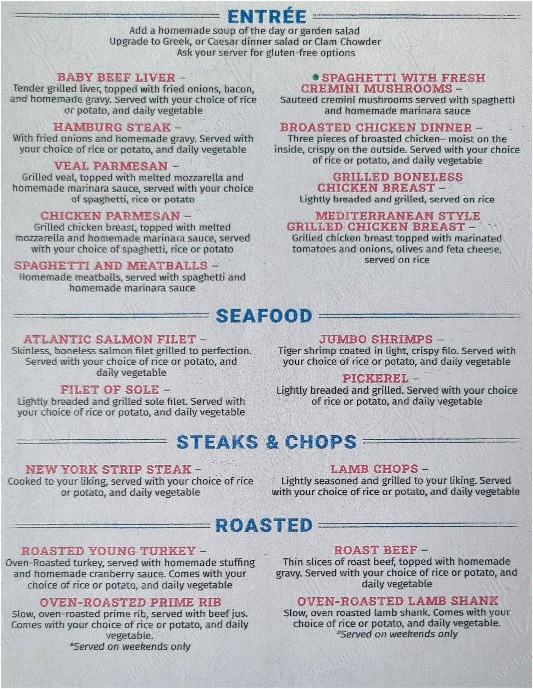 Menu at Walters & Neptunes Restaurant, Port Colborne