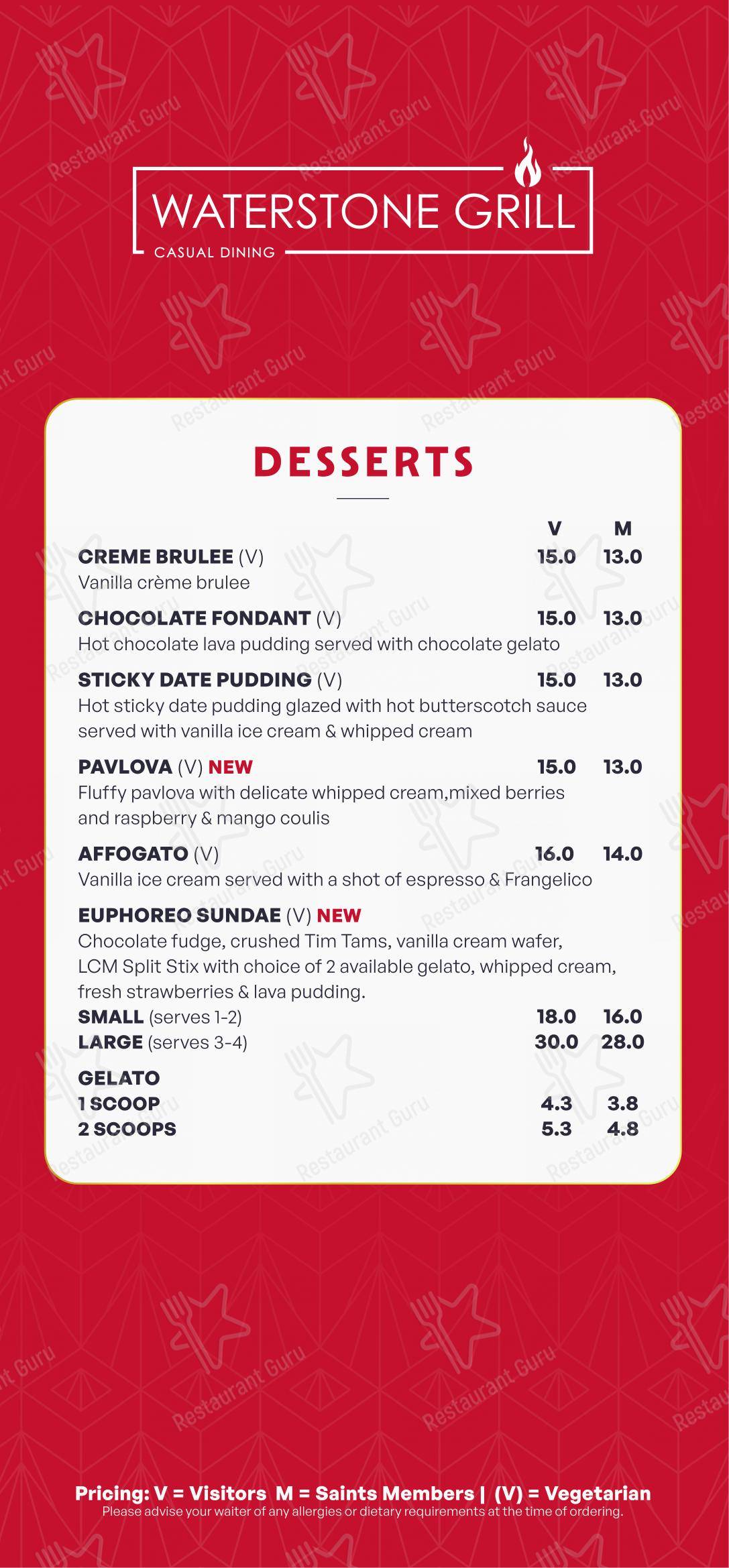 Menu at Waterstone Grill restaurant, North Saint Marys, St Marys ...