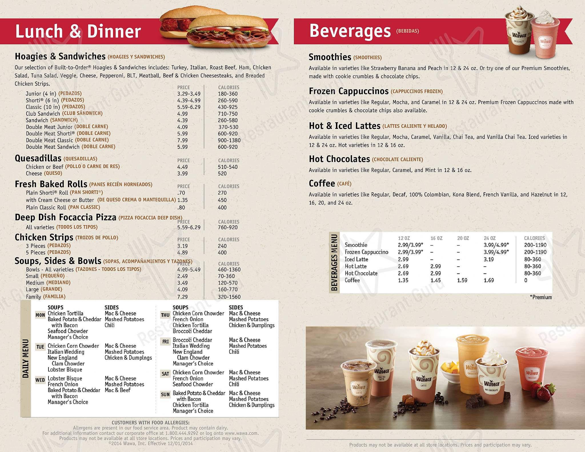 Menu at Wawa fast food, Tampa, E Hillsborough Ave