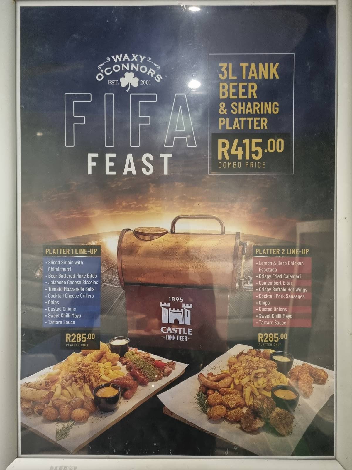 Menu at Waxys Sunningdale pub & bar, Durban, Shop 108/109