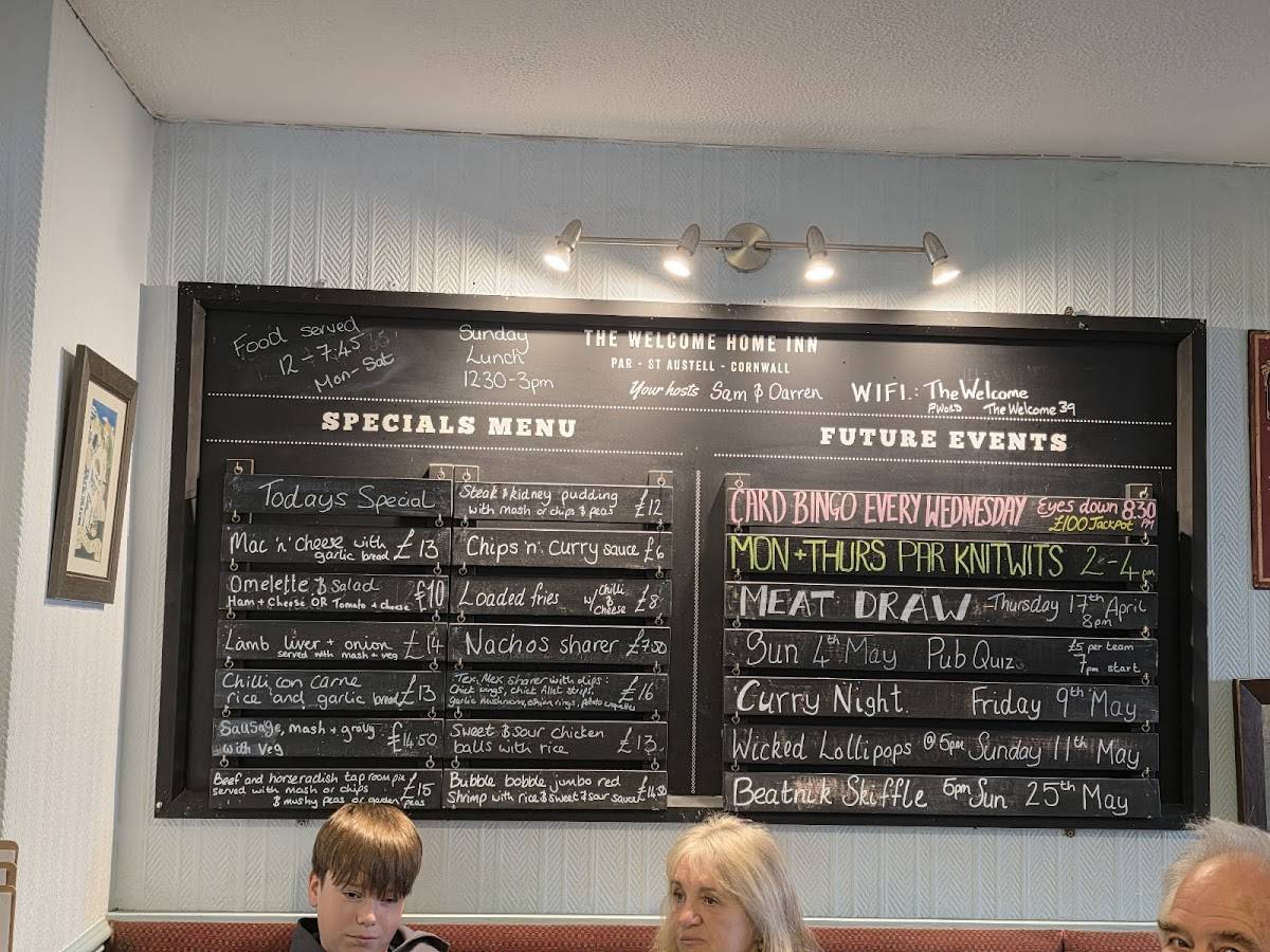 Menu at Welcome Home Inn pub & bar, Par