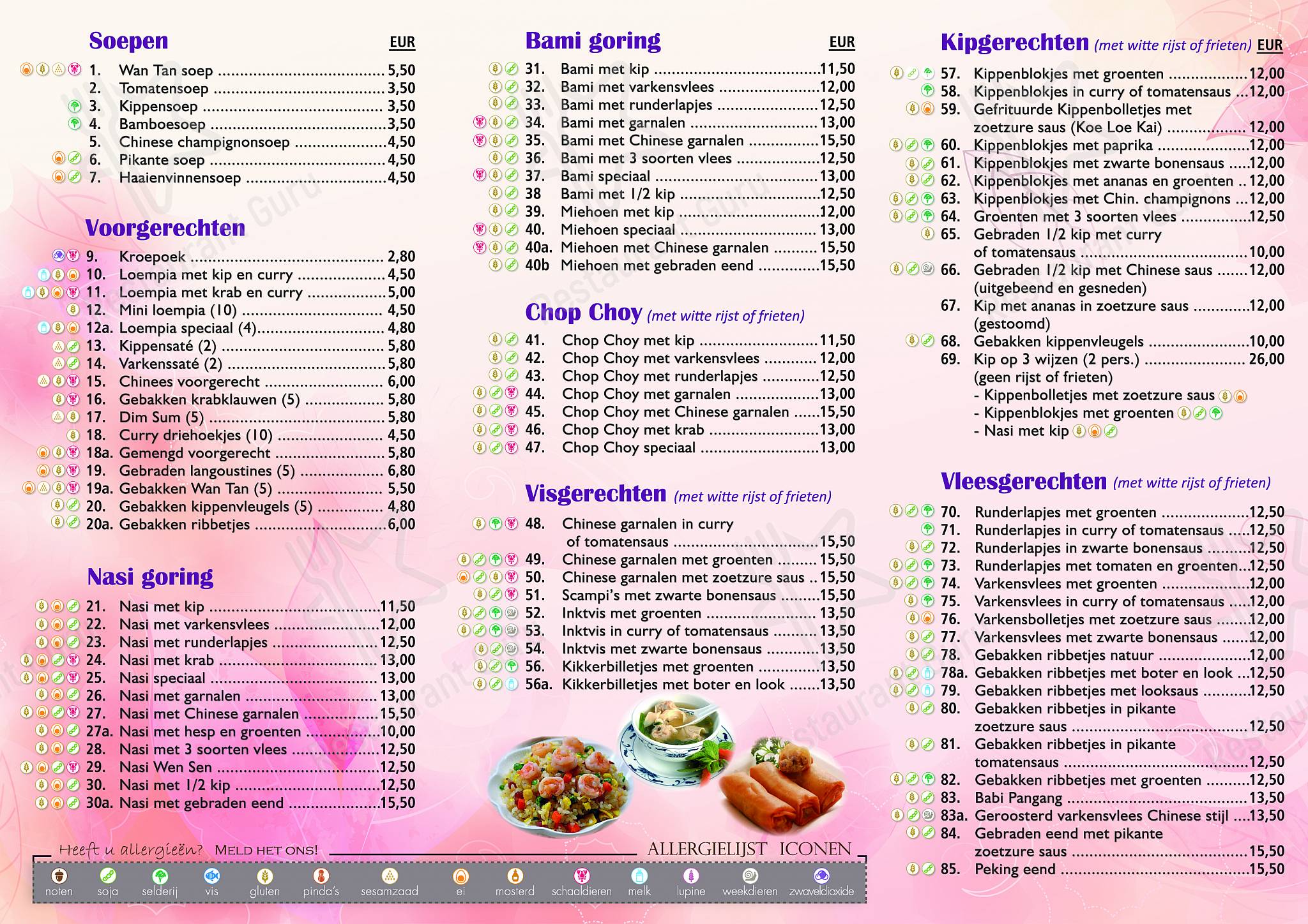 Menu at Wen Sen, Malle