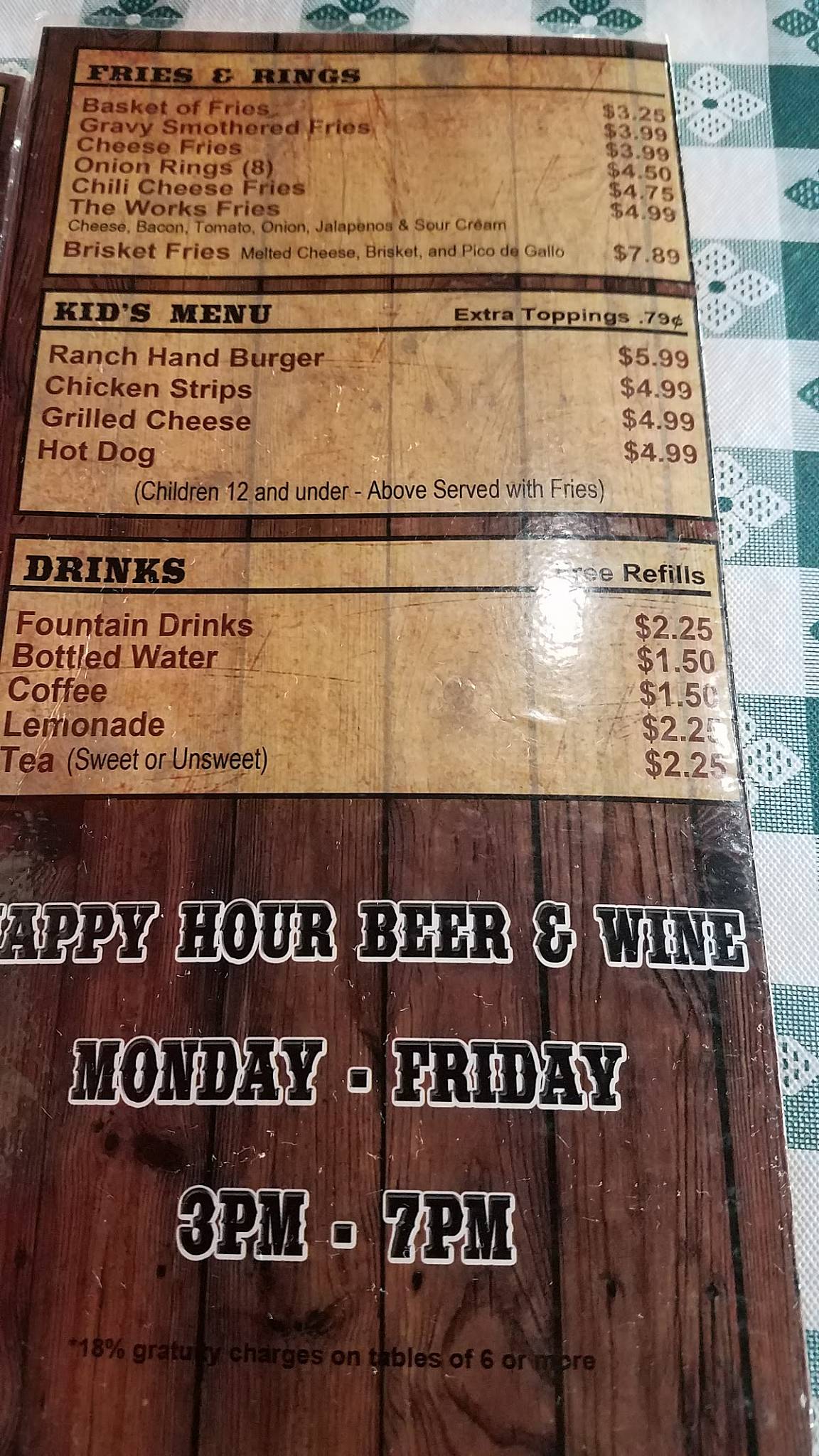 Menu at RUSTIC RANCH RESTAURANT, Weslaco