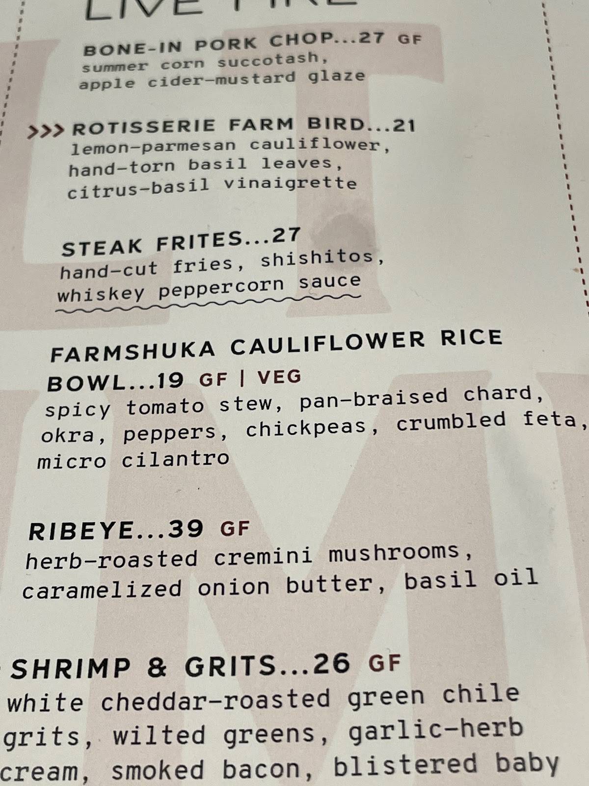 Menu at Whiskey Cake Las Colinas restaurant, Irving
