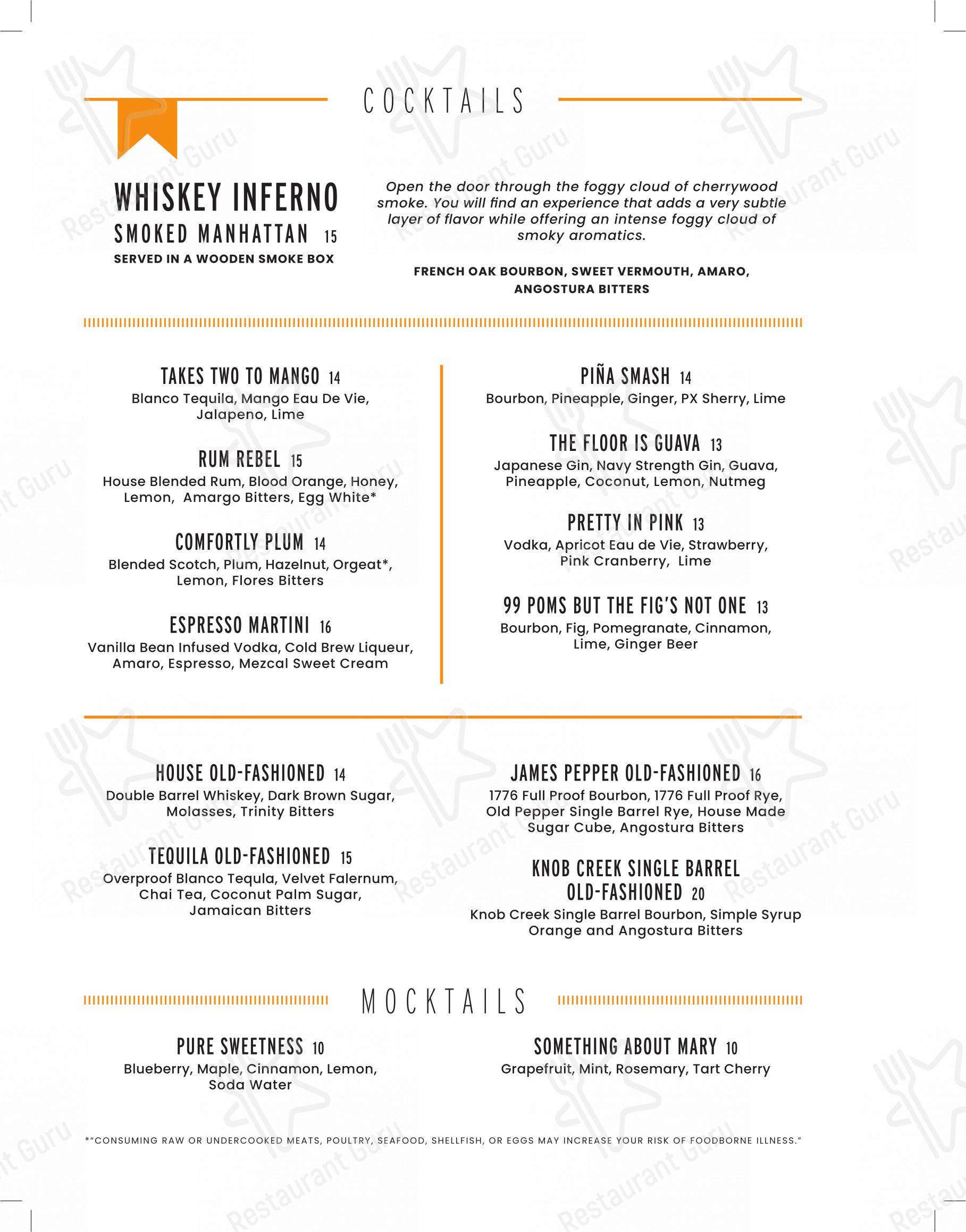 Menu at Whiskey Inferno Meat House & Craft Bar, Savage