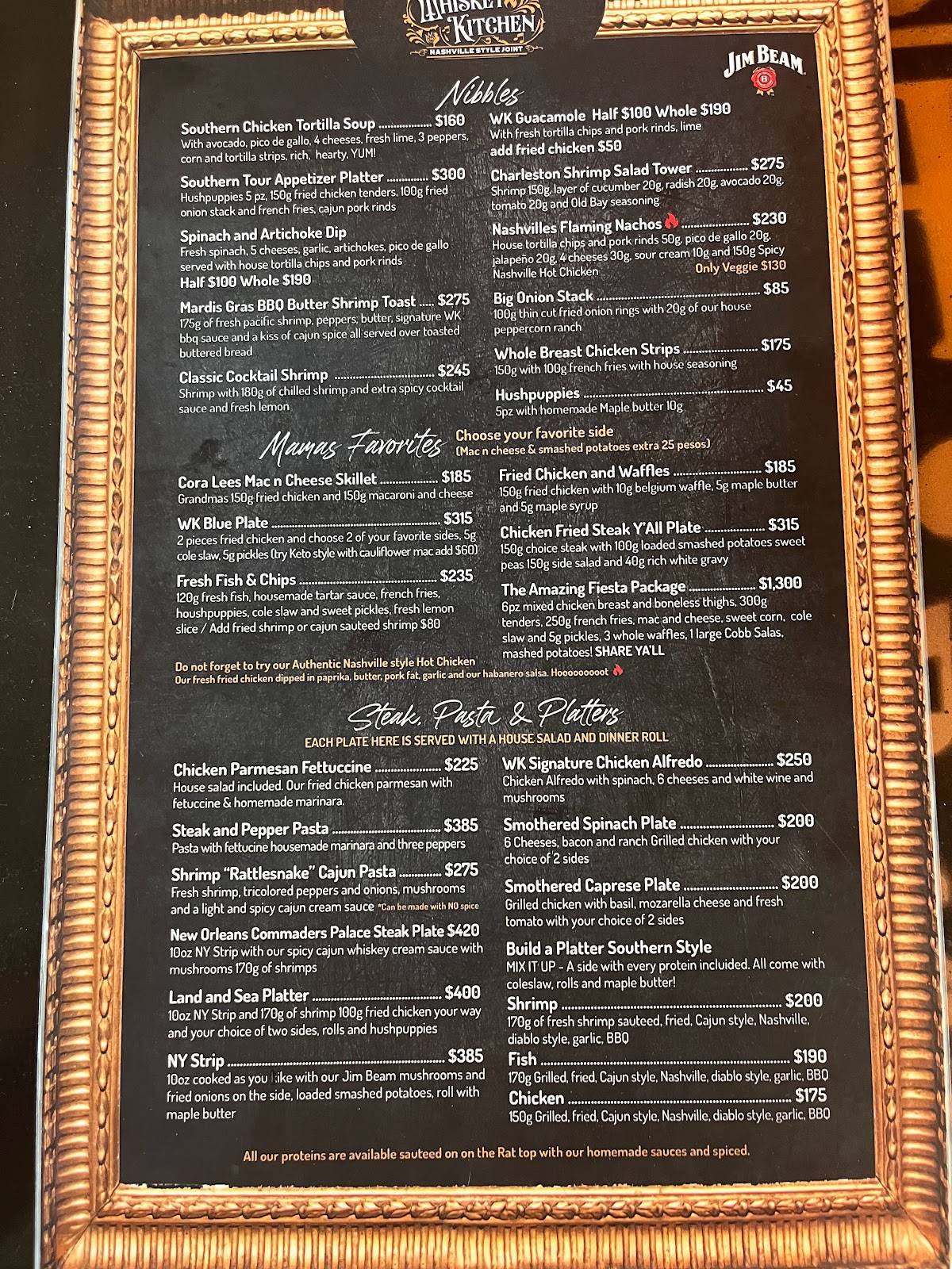 Menu at Whiskey Kitchen PV restaurant, Puerto Vallarta