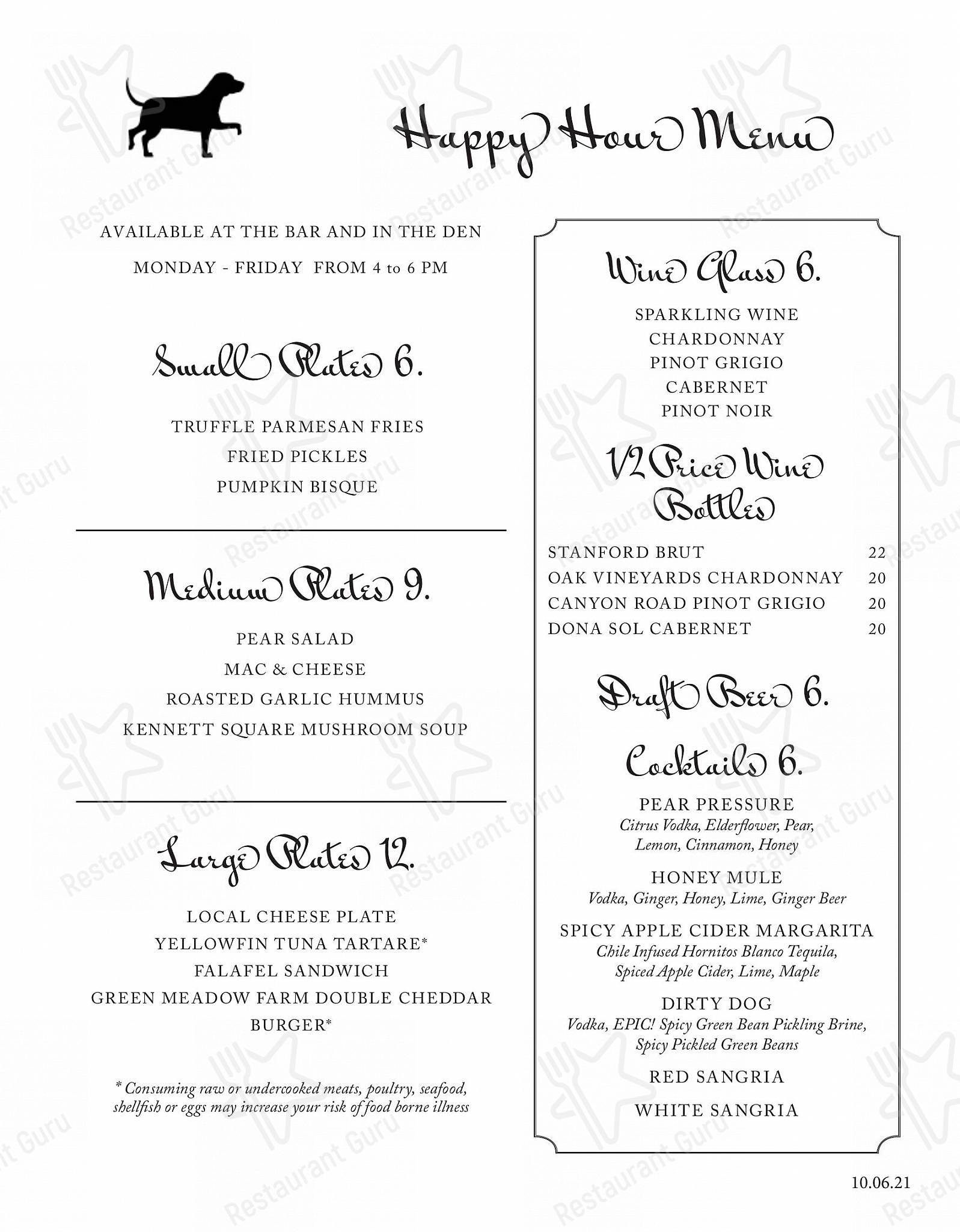 Carta de White Dog Cafe Haverford, Haverford, 379 Lancaster Ave