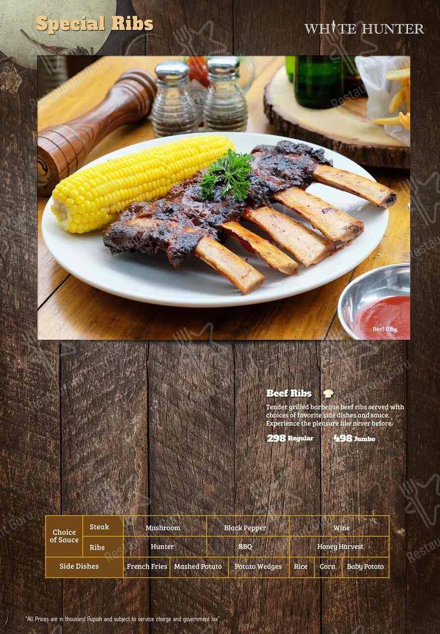 Menu at White Hunter Steak Ribs Grill Coffee Beer restaurant, South ...