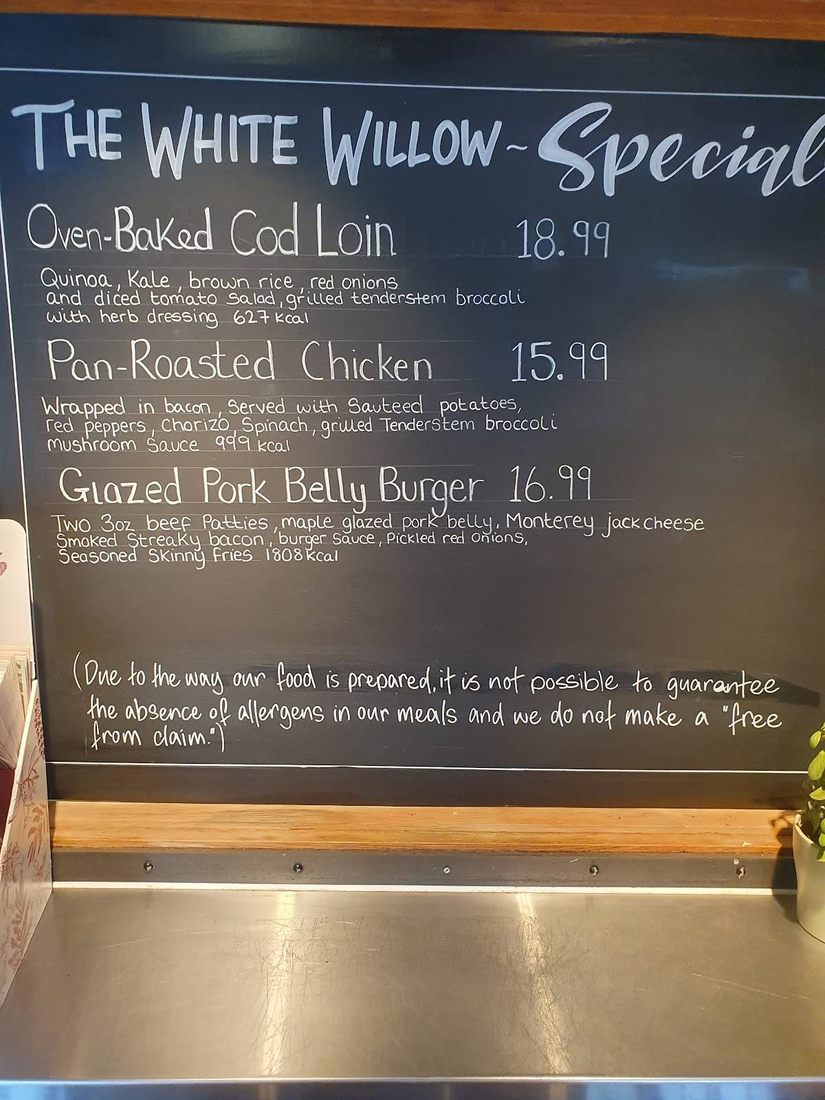 Menu at White Willow pub & bar, Bridgwater, Market Way