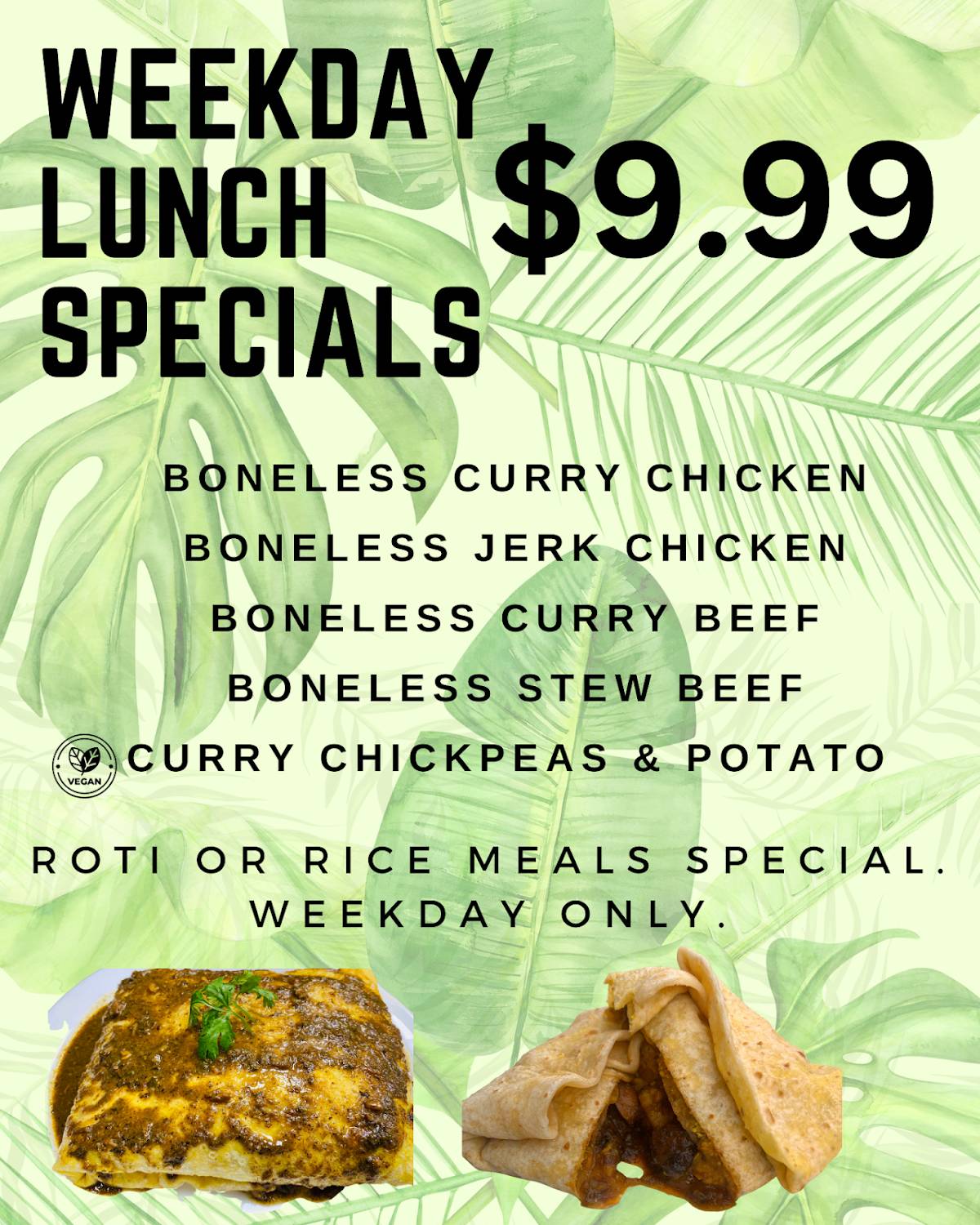 Menu at Wicked Carib, Caribbean Food Culture restaurant, Toronto