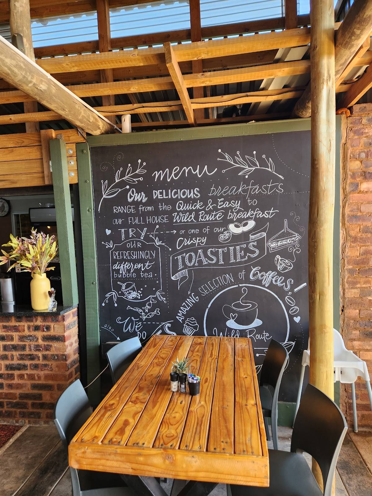 Menu at Wild Route Café restaurant, Pretoria