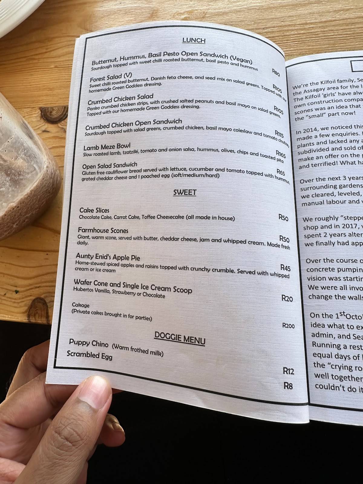 Menu at Willow Way Manor cafe, Outer West Durban