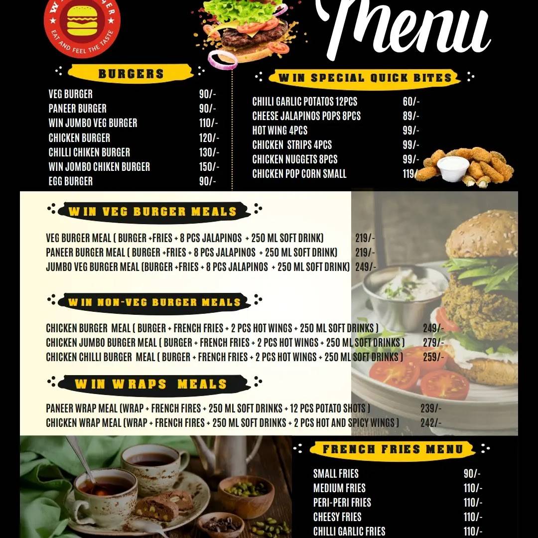 Menu at Win burger BTM, Bengaluru