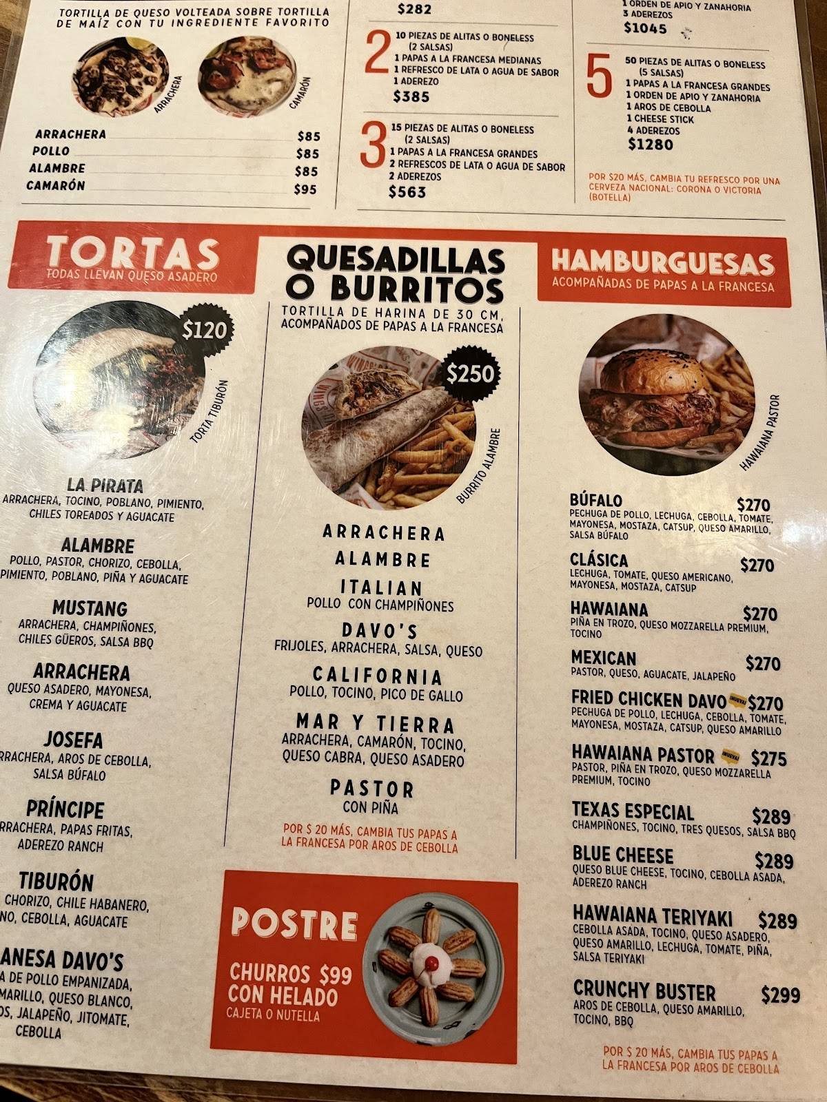 Carta del restaurante Wings Davo, San Luis Potosi, Av. Cordillera del ...