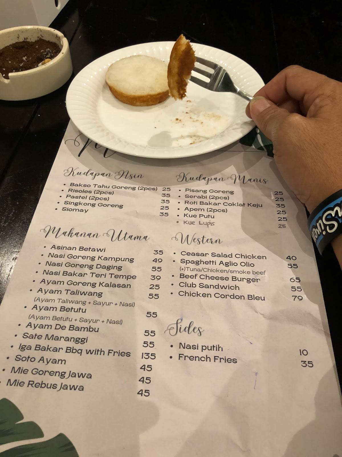 Menu at Winners Backyard restaurant, South Jakarta