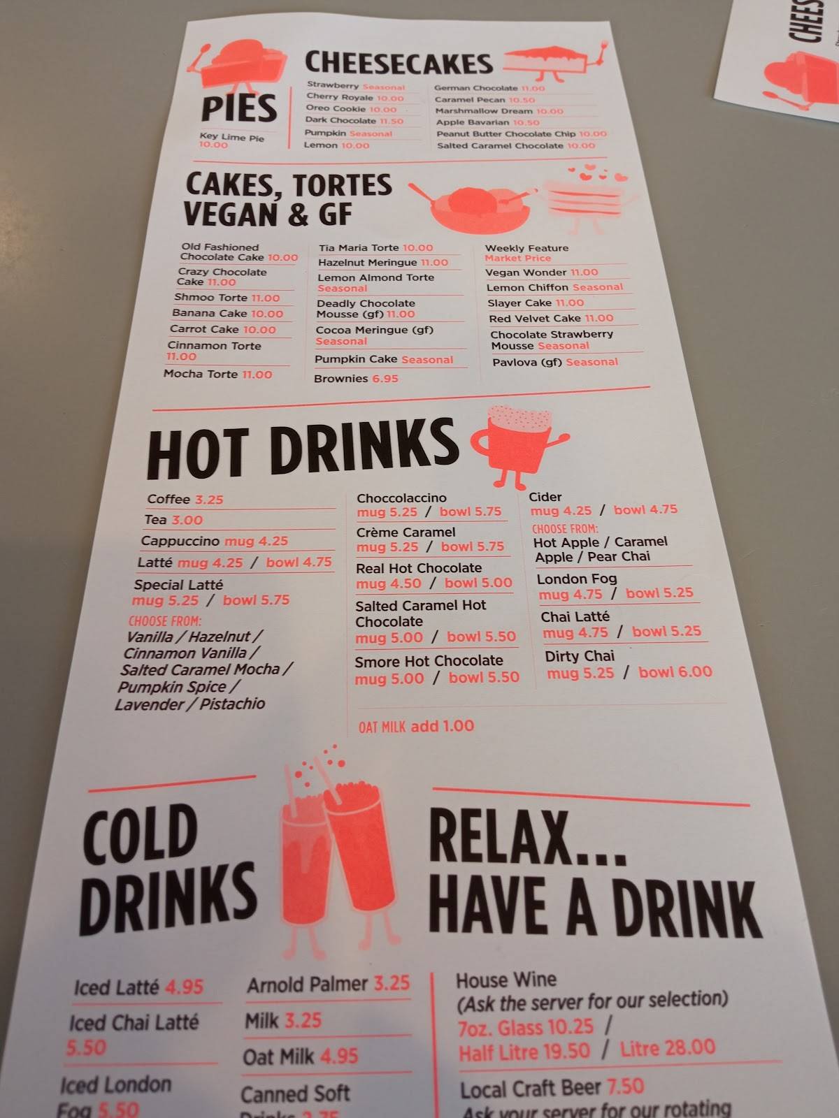 Menu au Baked Expectations desserts, Winnipeg