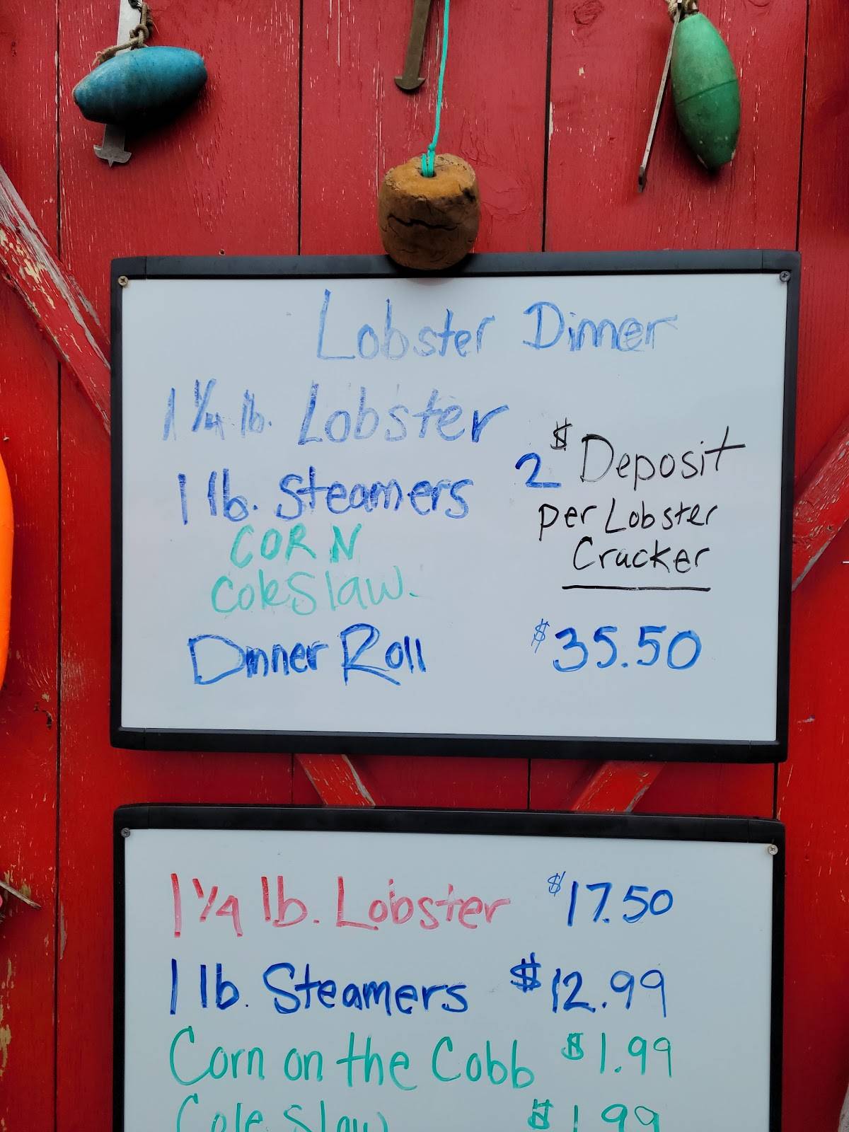 Menu at Sprague's Lobster restaurant, Wiscasset, 22 Main St