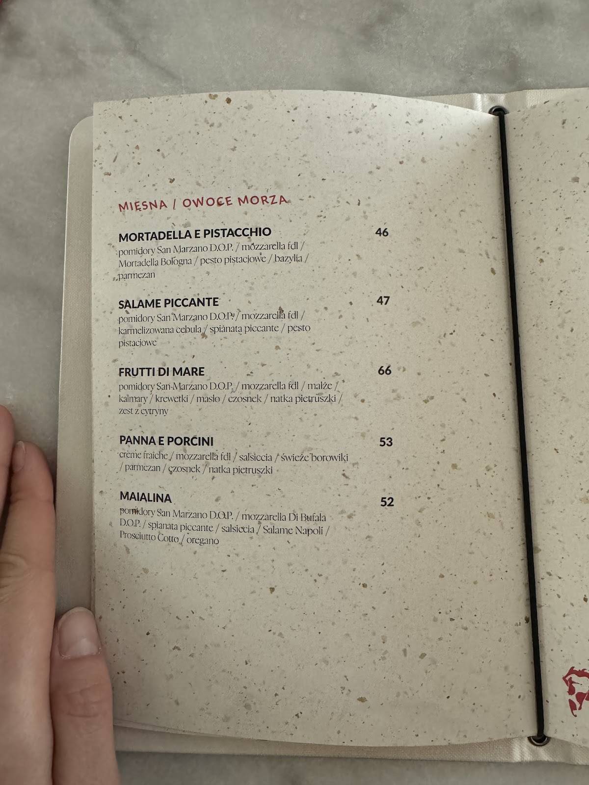 Menu at Włoski Strajk Italian Sharing restaurant, Warsaw
