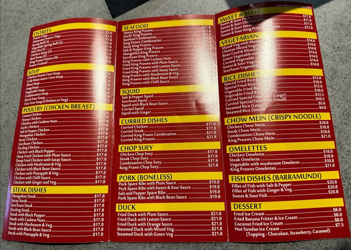 Menu at Wok by the Sea fast food, Semaphore