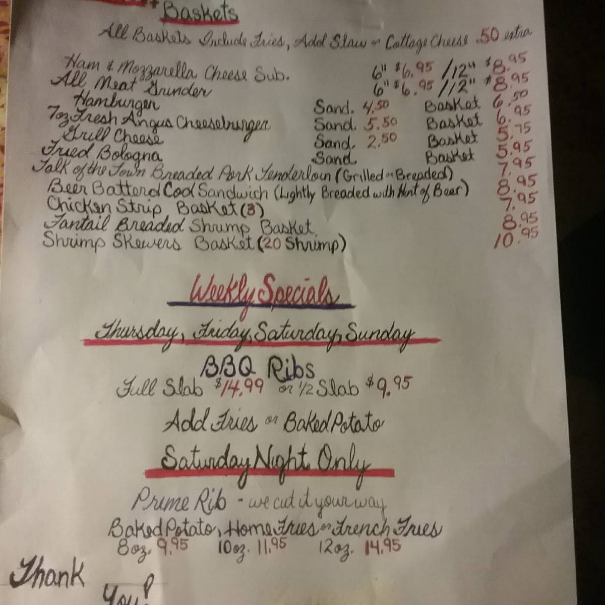 Menu at Wolf Lake Tavern pub & bar, Wolflake