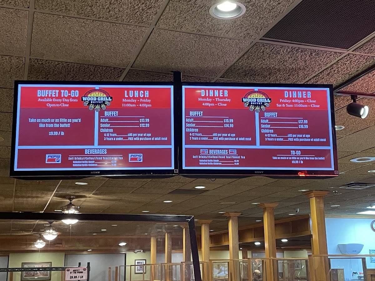 Menu at Wood Grill Buffet steakhouse, Charlottesville