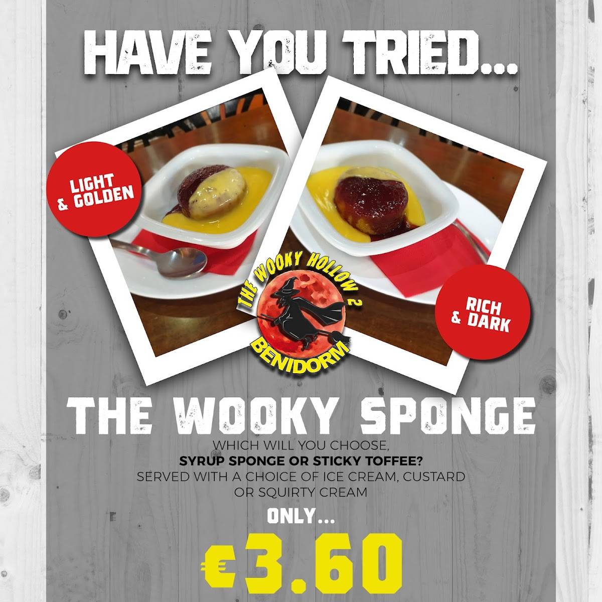Menu at Wooky Hollow 2 pub & bar, Benidorm