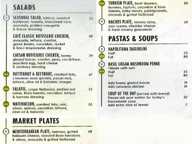 Menu at Woolworths Cafe, Benoni, The Square at Farrarmere