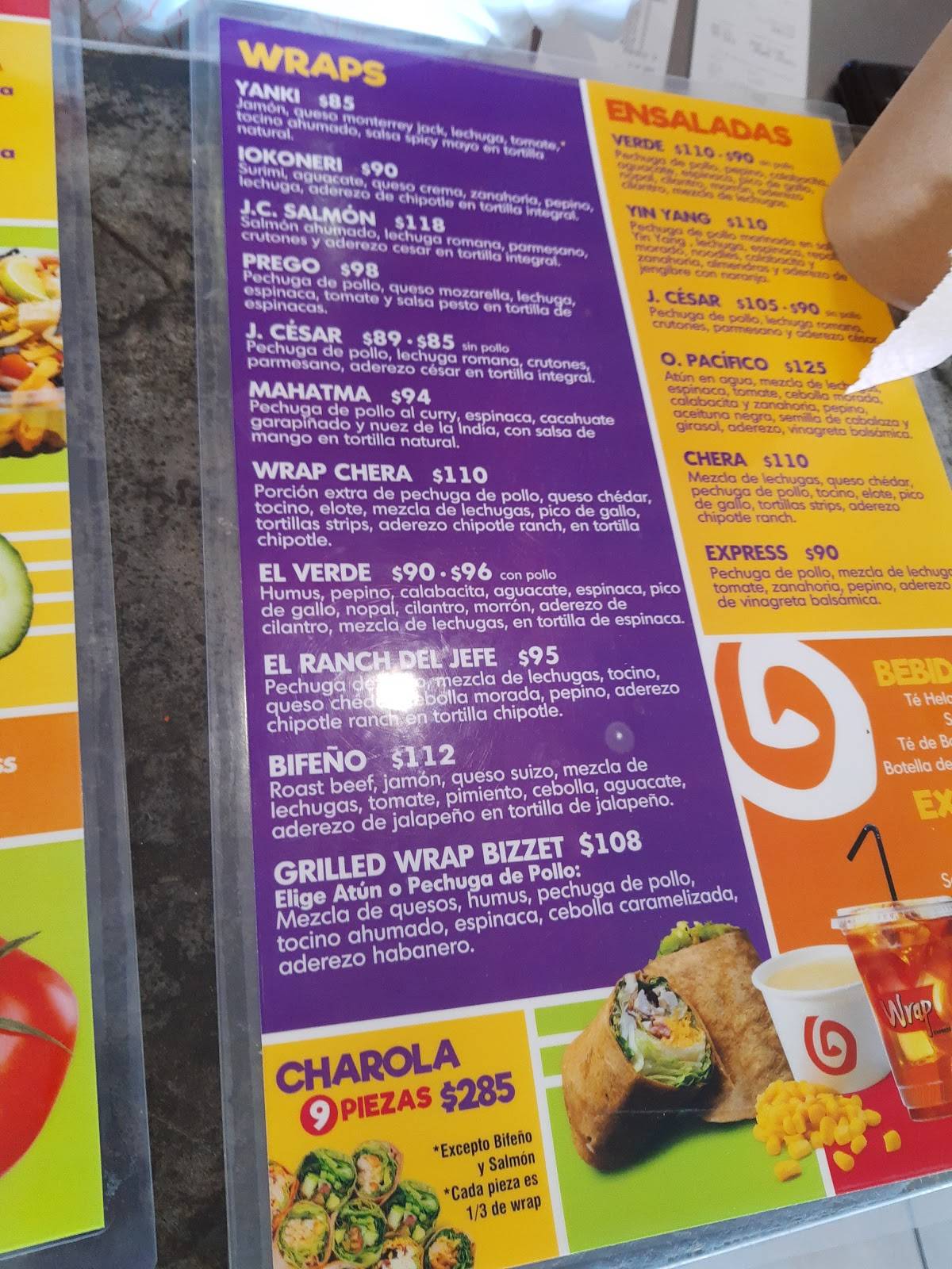 Carta del restaurante Wrap Express "Calle J", Mexicali, Calle J 1801