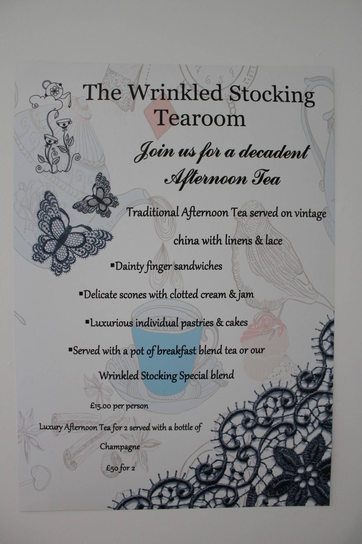 Menu at Wrinkled Stocking Tea Room cafe, Holmfirth