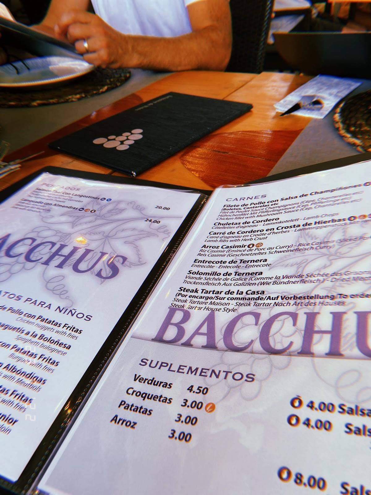 Carta de Restaurante Bacchus, Jávea, Travessera de les Cansalades