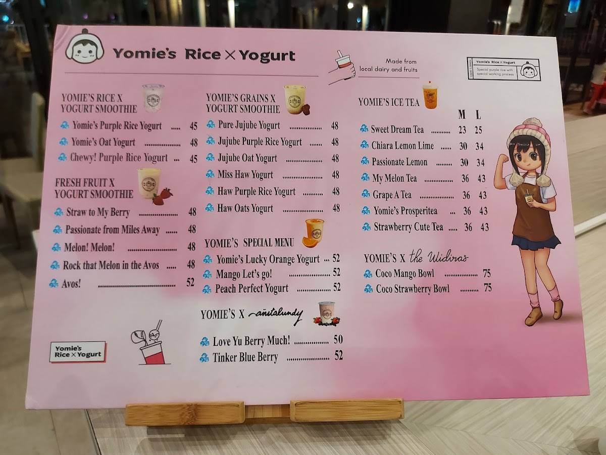 Carta del pub y bar Yomie's Rice X Yogurt, Indonesia