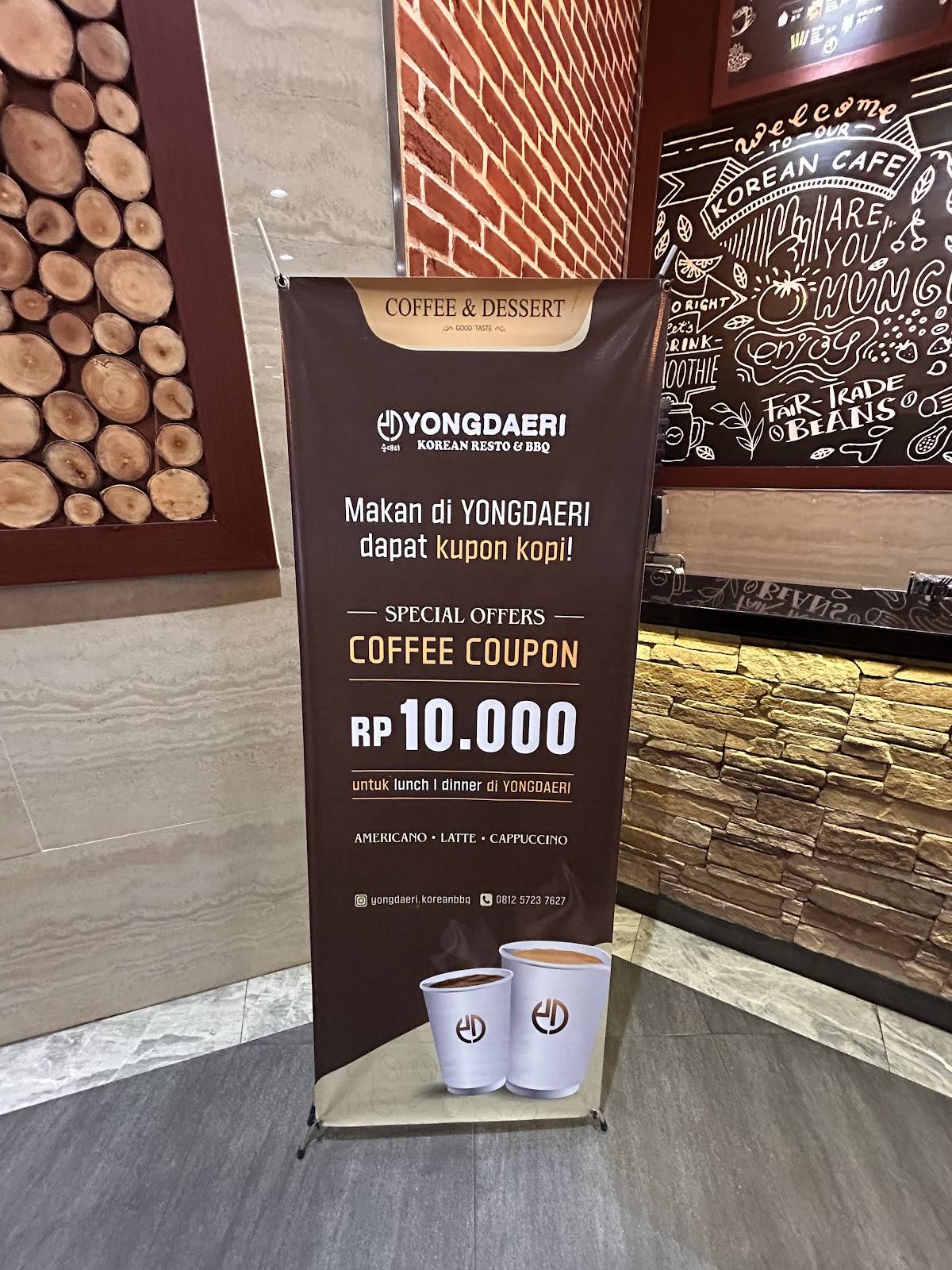 Menu at Yongdaeri Neo Soho restaurant, West Jakarta