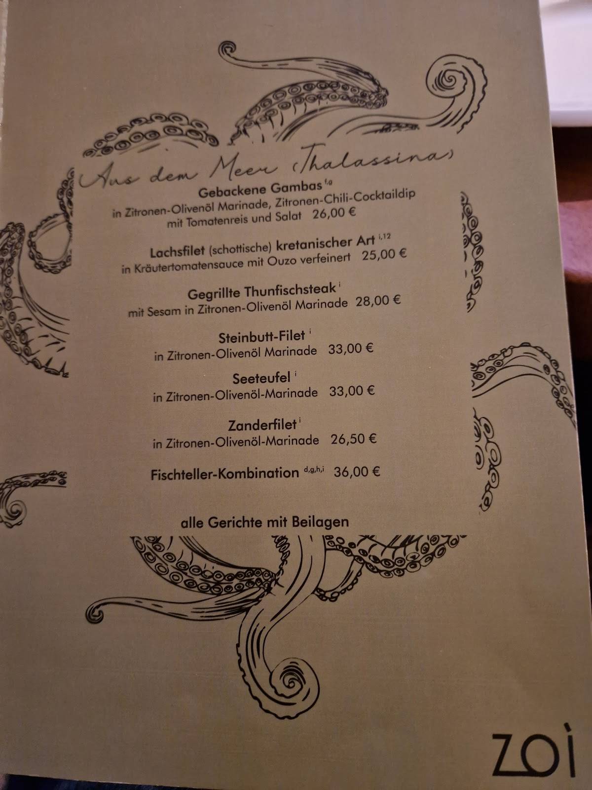 Speisekarte von ZOI - Griechische Taverne restaurant, Saarlouis
