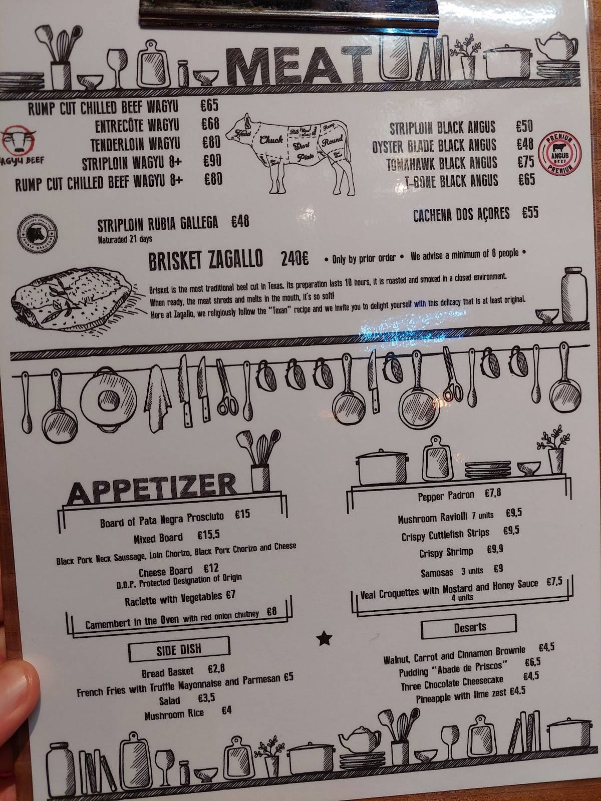 Menu em Zagallo Steakhouse, Figueira da Foz