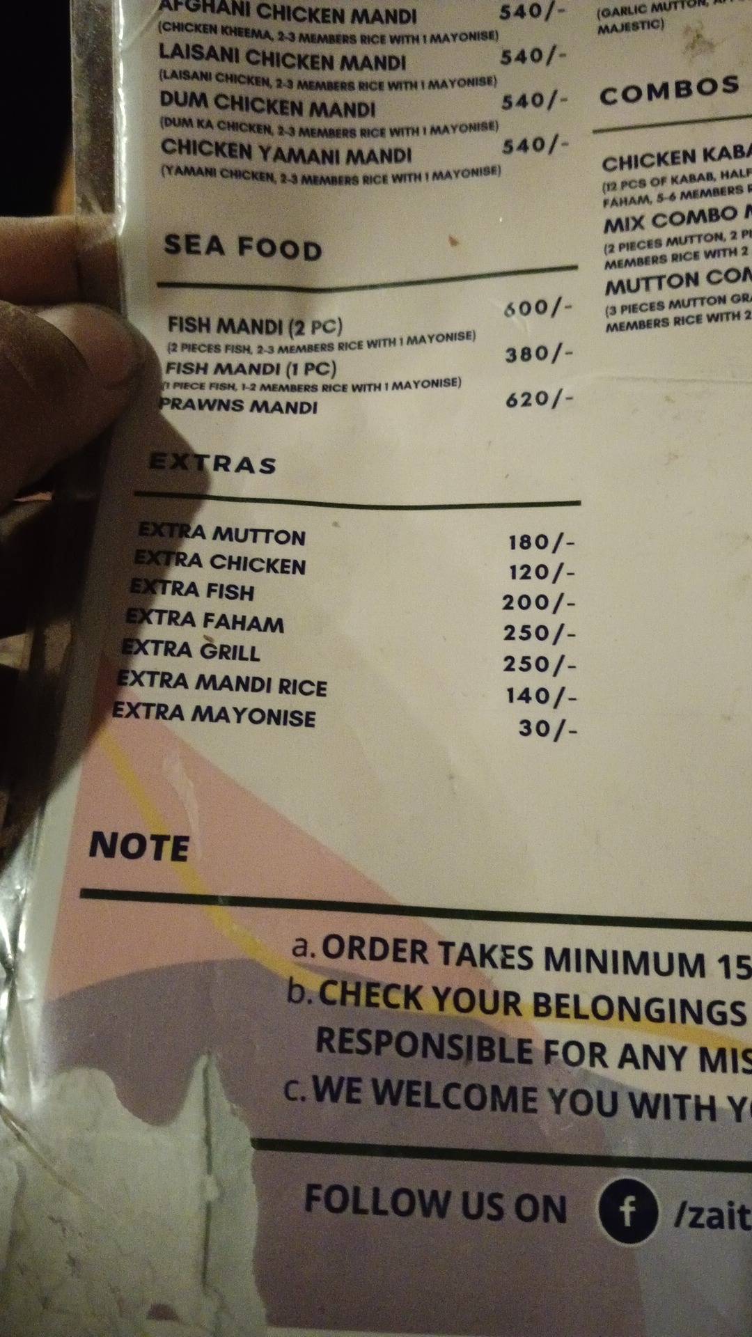 Menu at Zaitun Arabian Restaurant, Hyderabad, #19-4-1/69
