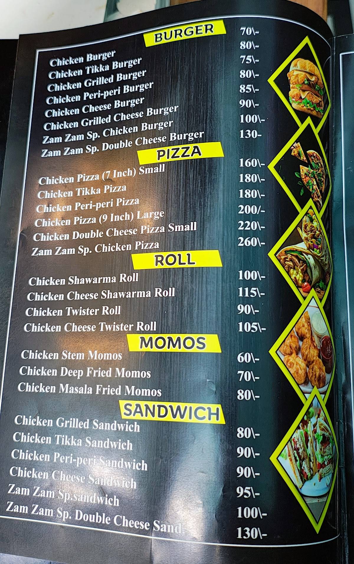 Menu at Zam Zam Chicken Hub, Tonk