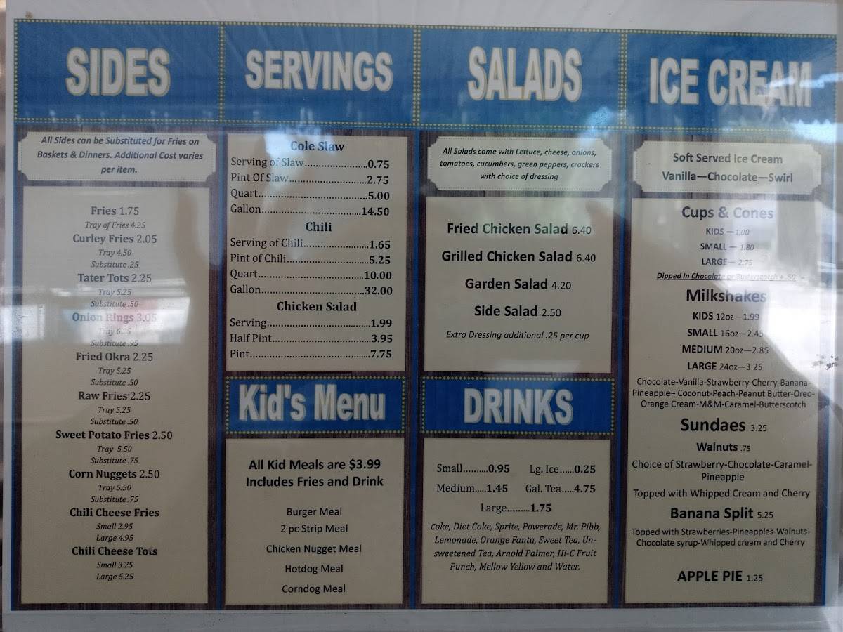 Menu at Zesto Drive-In fast food, Newberry