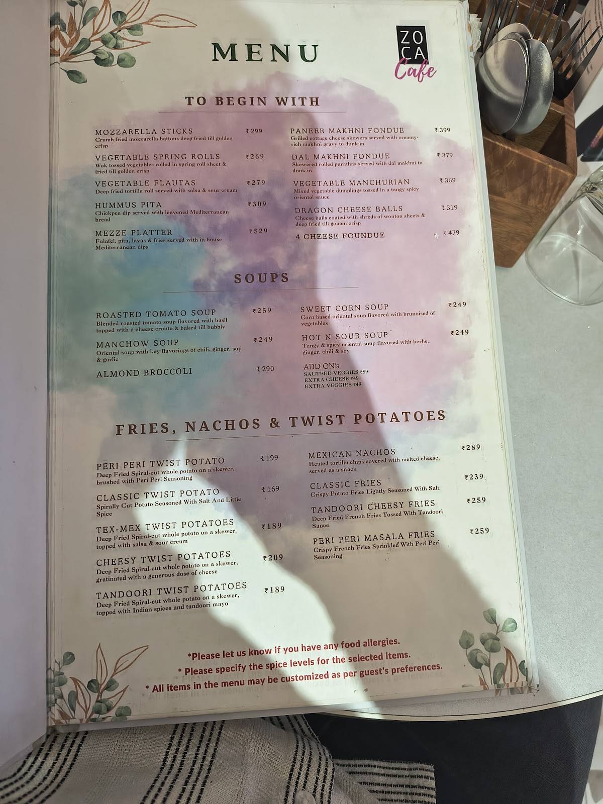 Menu at Zoca Cafe & Restro, Ahmedabad
