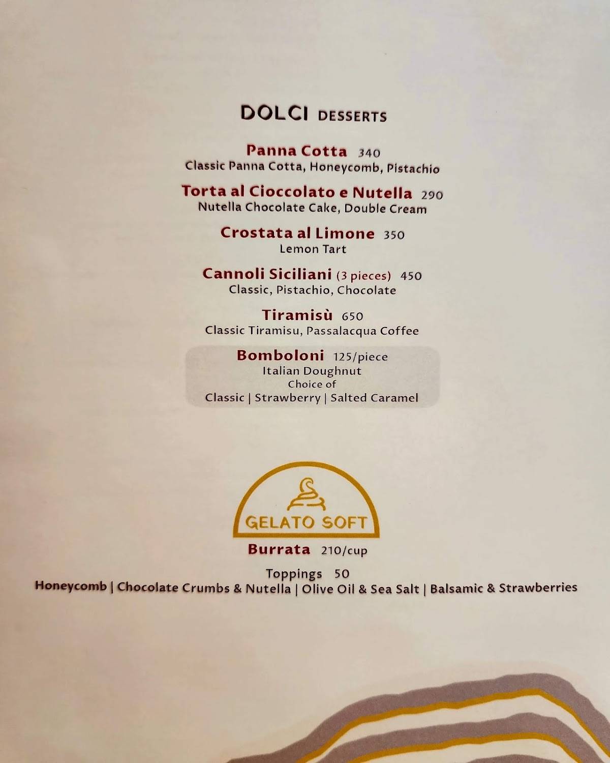 Menu at a mano BGC restaurant, Taguig