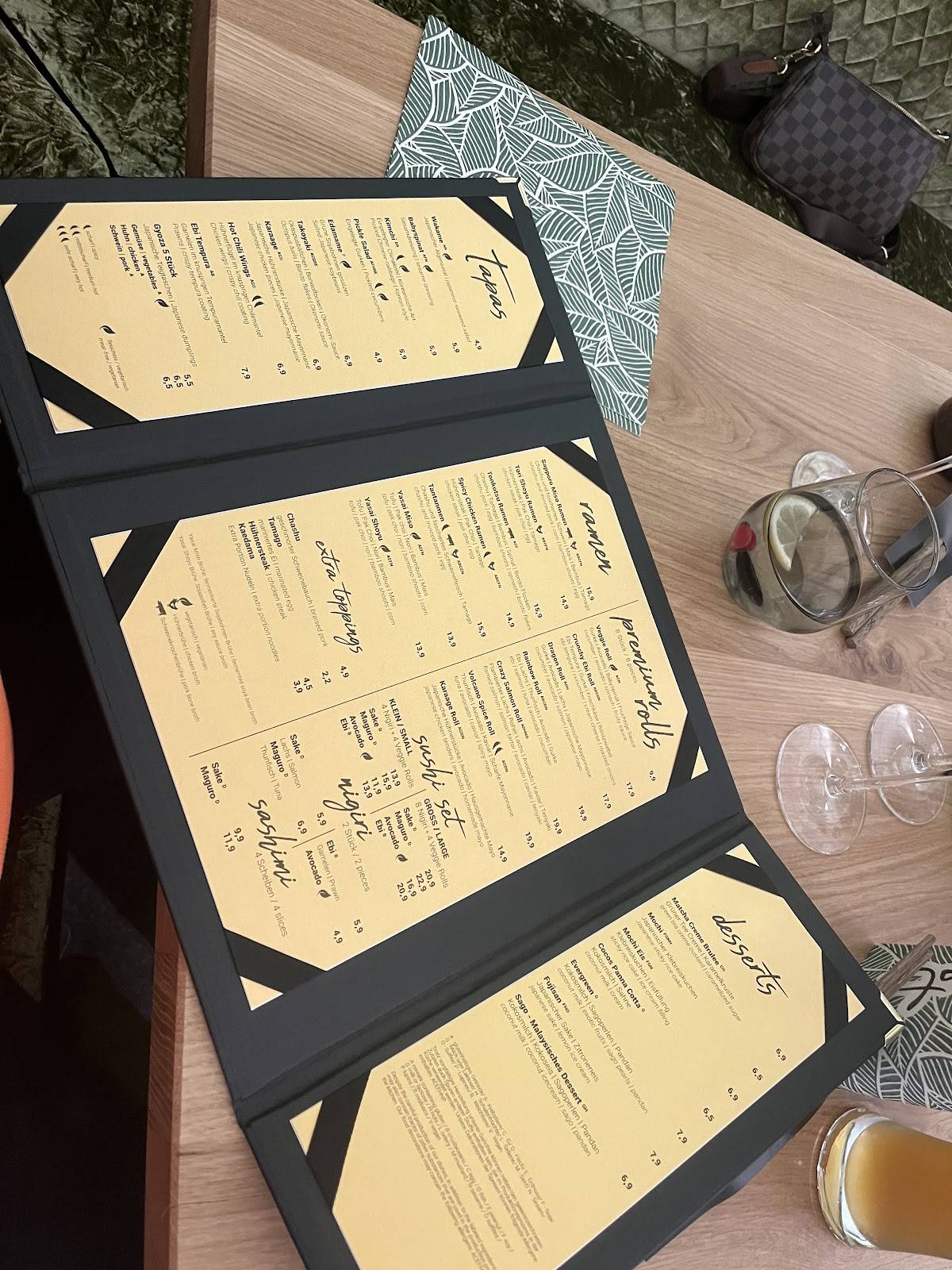 Menu au east Ramen restaurant, Salzbourg