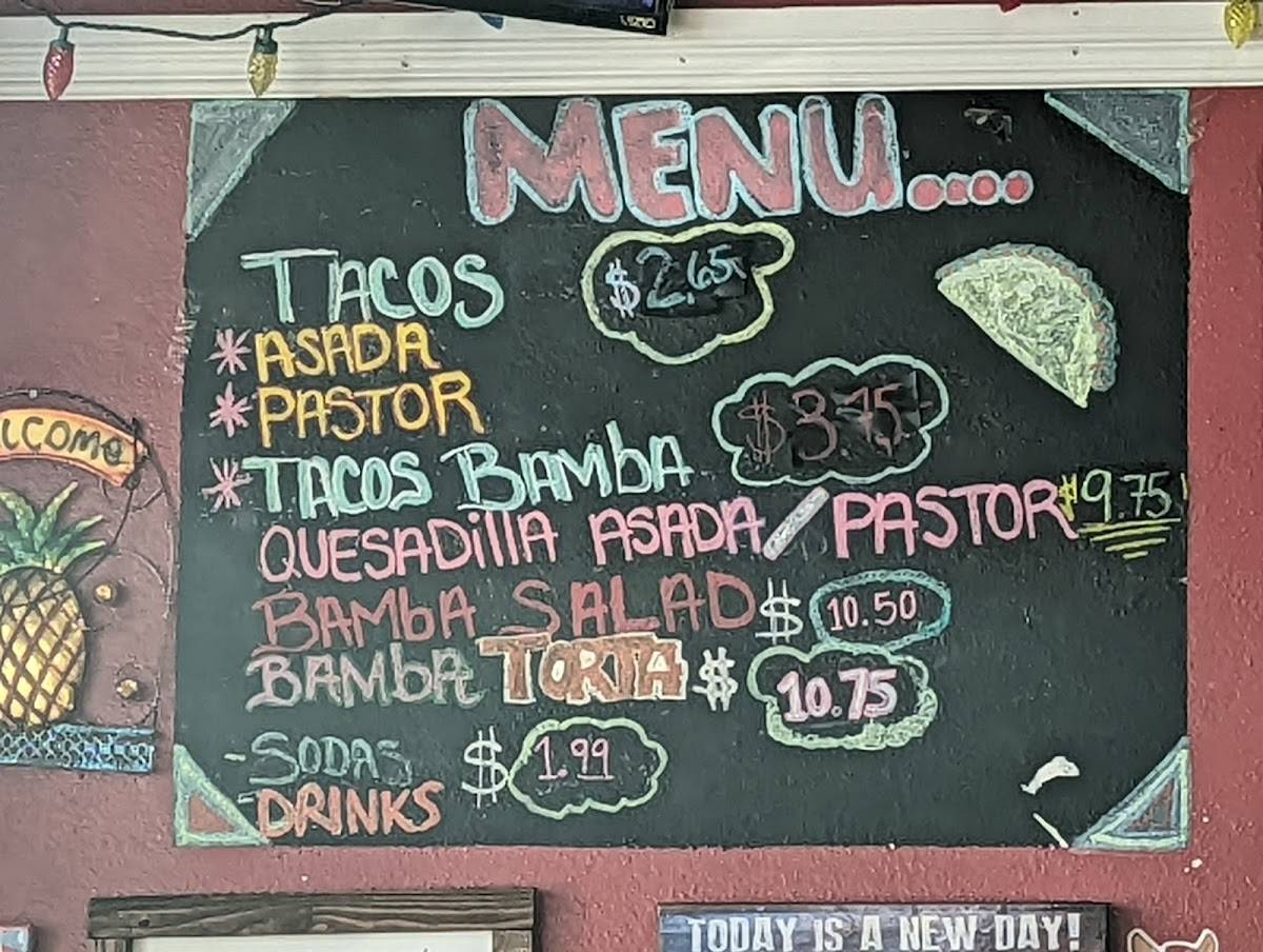 Menu at la bamba mexican grill restaurant, El Mirage