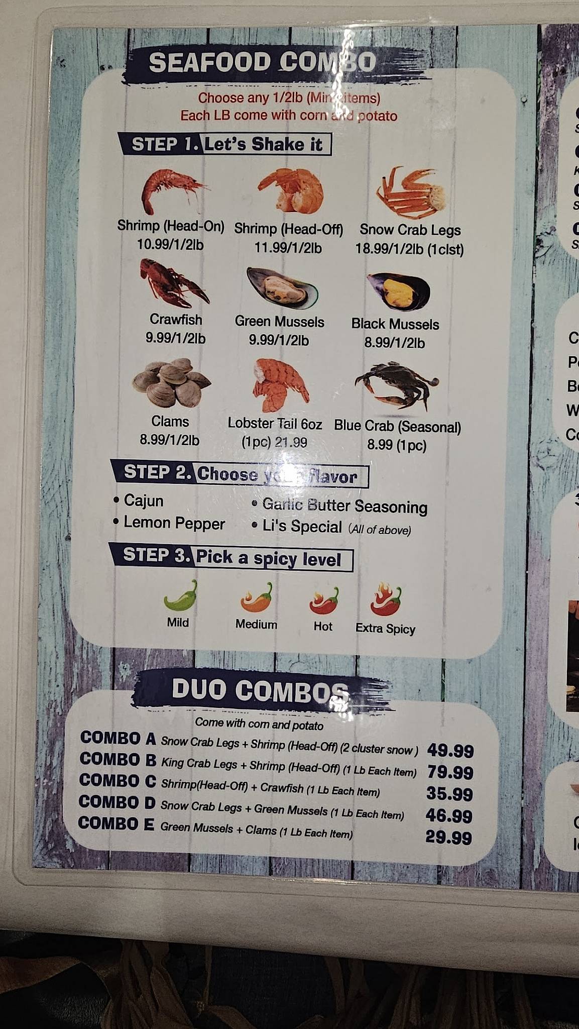 Menu at li's seafood boil restaurant, Findlay