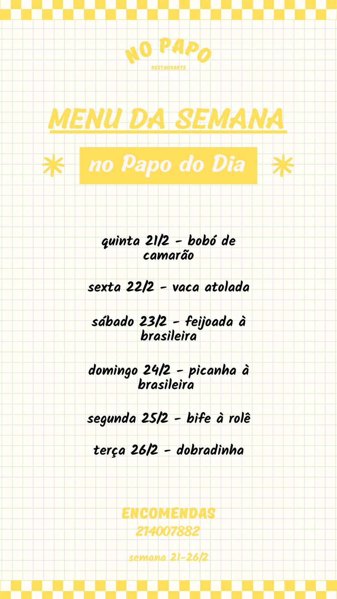 Menu em no Papo restaurante, Moscavide