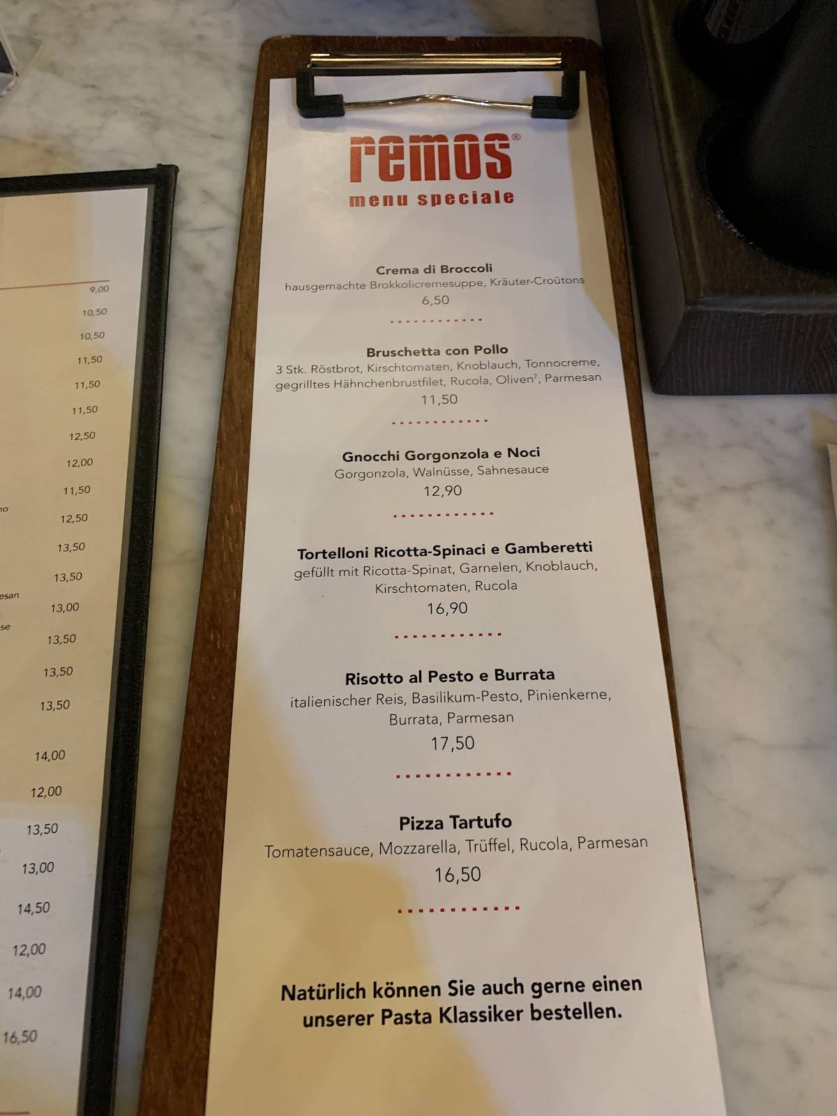 Speisekarte von Remos Restaurant, Frankfurt am Main, Ulmenstraße