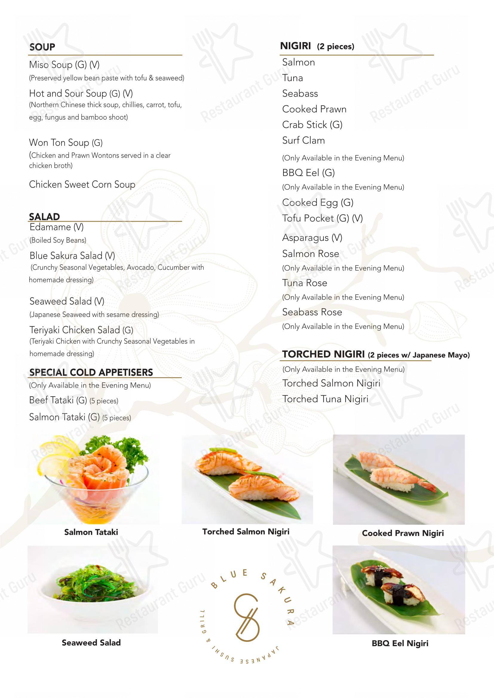 Menu at Blue Sakura Leeds restaurant, Leeds
