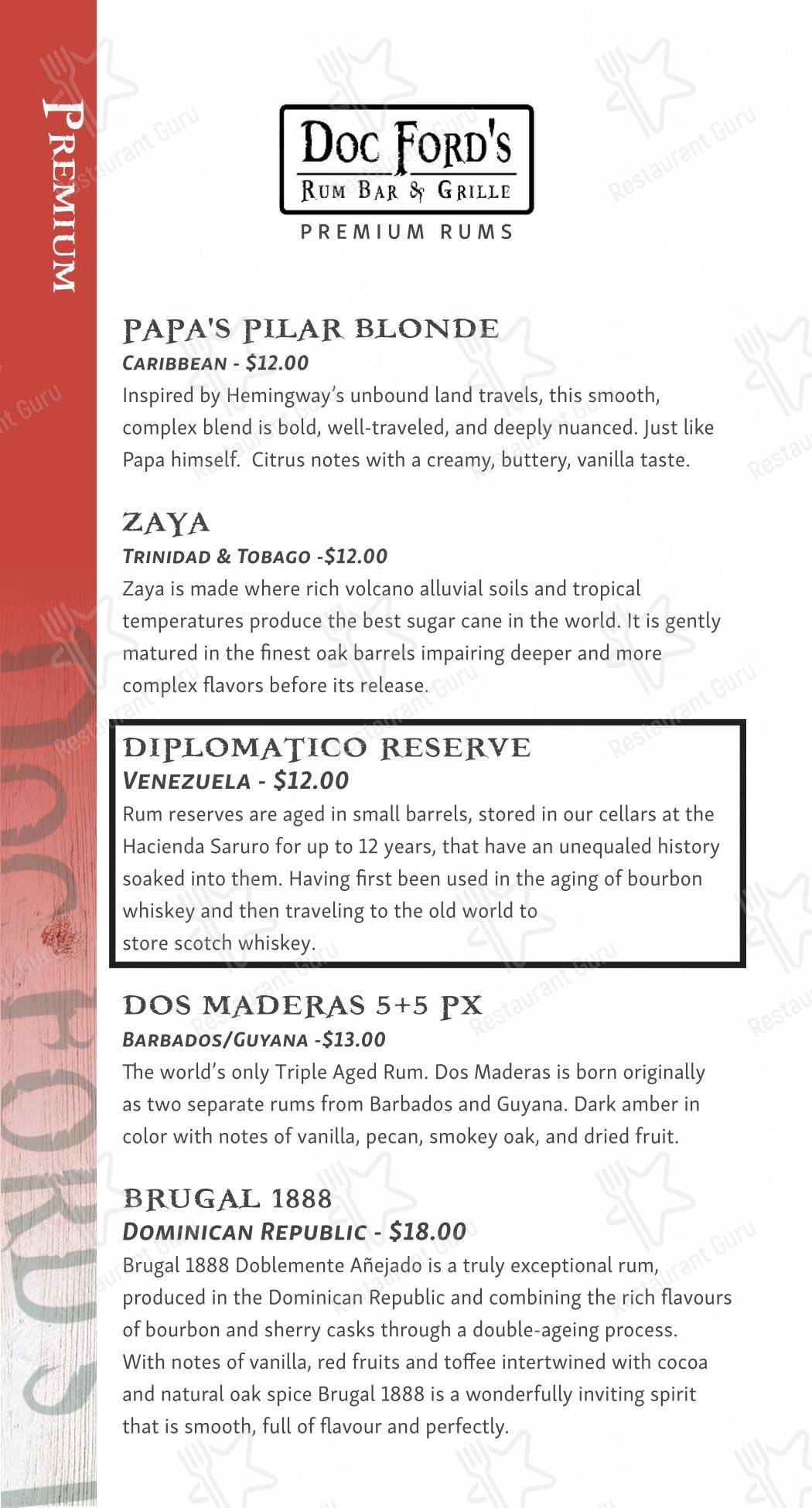 Menu at Doc Ford's Rum Bar & Grille - Ft. Myers Beach, Fort Myers Beach