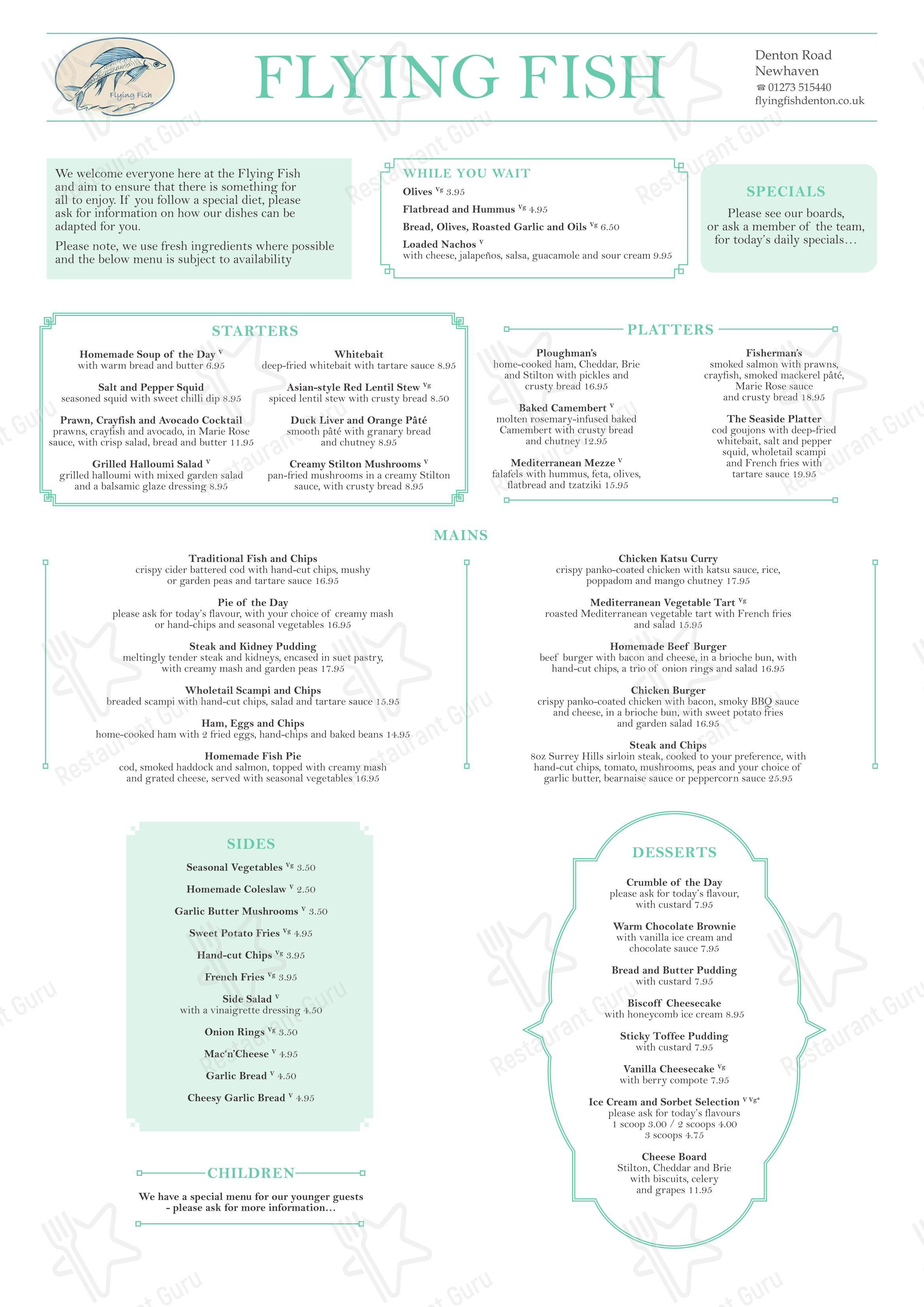 Menu at Flying Fish pub & bar, Newhaven